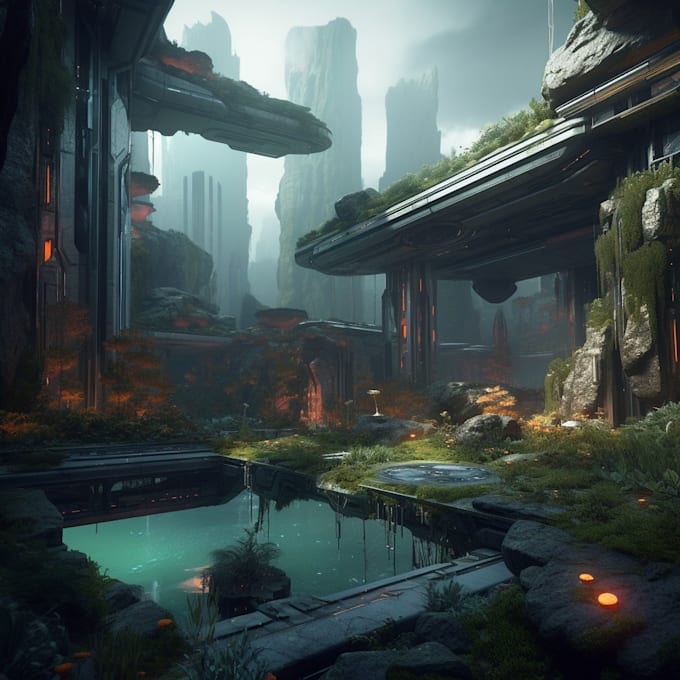 Create realistic sci fi environment concept art by Riiantd | Fiverr