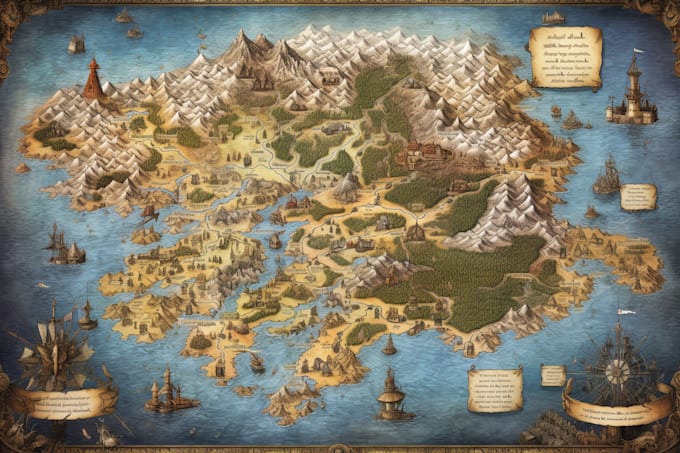 Draw a nice fantasy map, ideal for tabletop rpg or book by Basbass89 ...