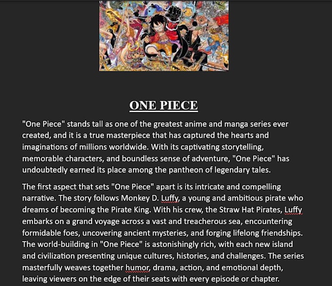 Write an anime and manga review for you by Hadijk1269 | Fiverr