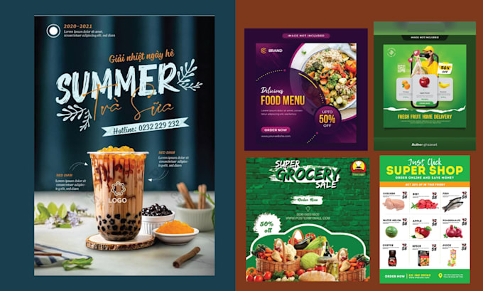 Design supermarket grocery shop flyer, banners, poster, logo by ...