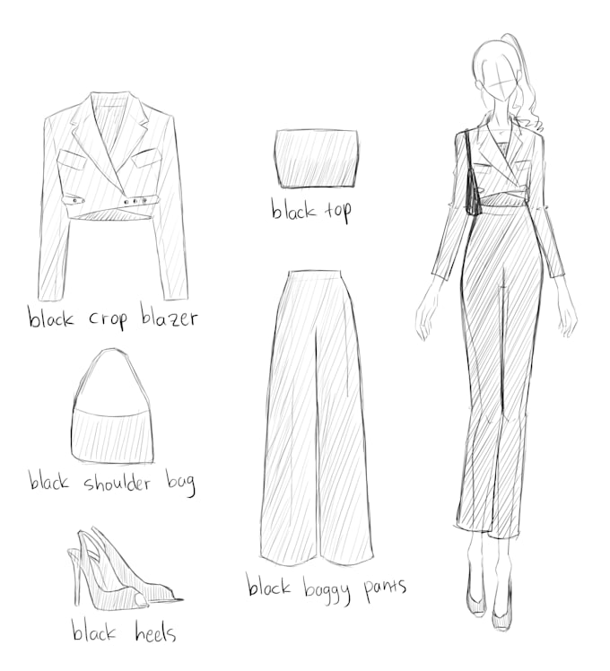 Sketch custom starter pack fashion design by Ceviclevy | Fiverr
