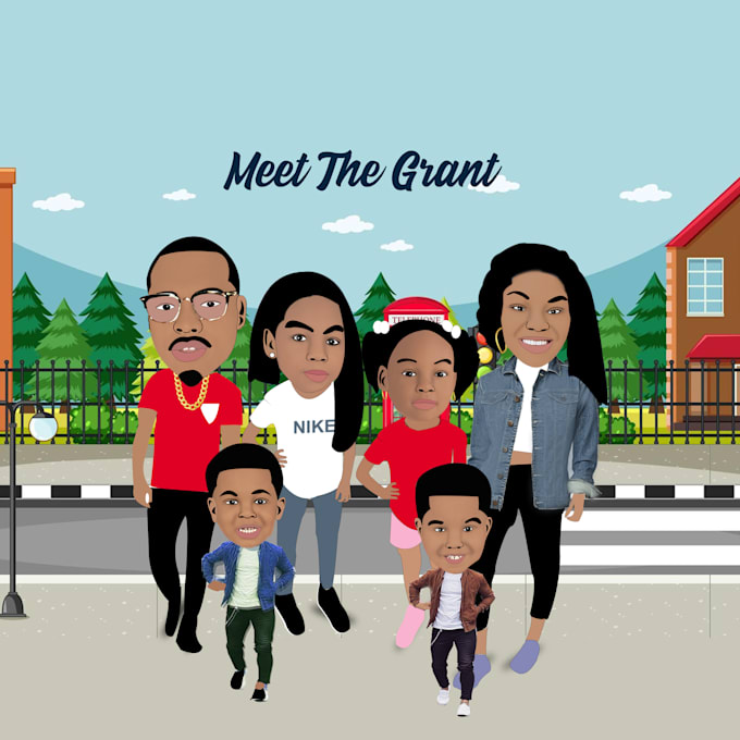 Draw realistic cartoon caricature portaits, group, business or family ...