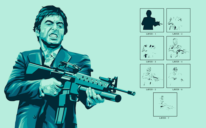 Design image into multi layered stencil portrait vector art by ...