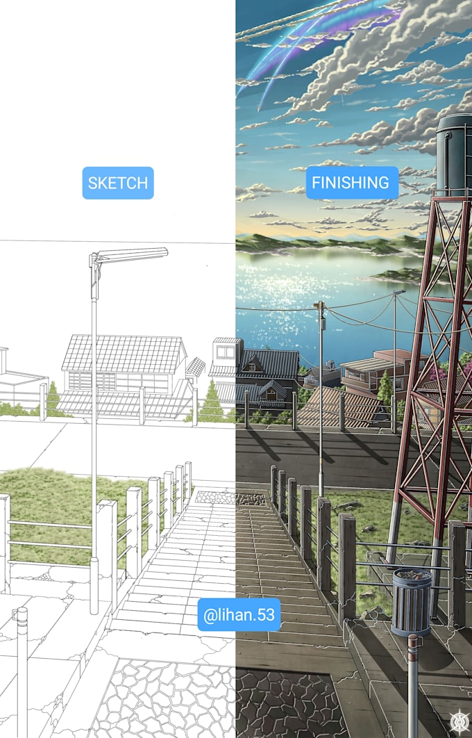 Background design, anime illustration and surroundings by ...