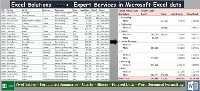 Develop pivot table charts graphs formatting dashboards basic excel formula by Rehmanw21 | Fiverr