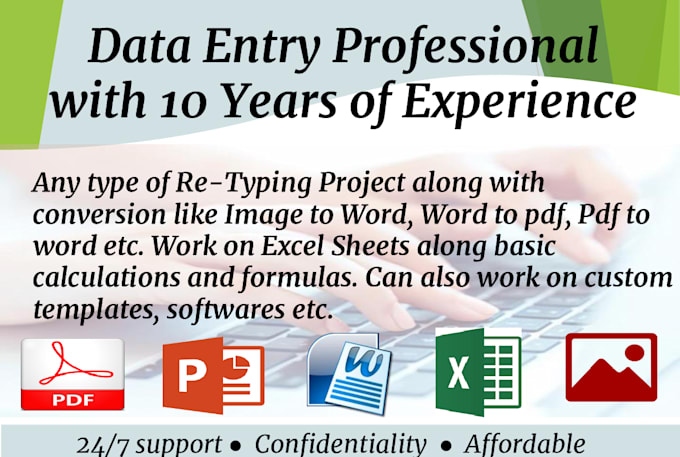 Data entry word, excel, ppt, image file with pdf conversion by As_you ...