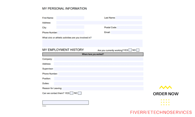 Create design or convert to fillable pdf form by Etechnoservices | Fiverr