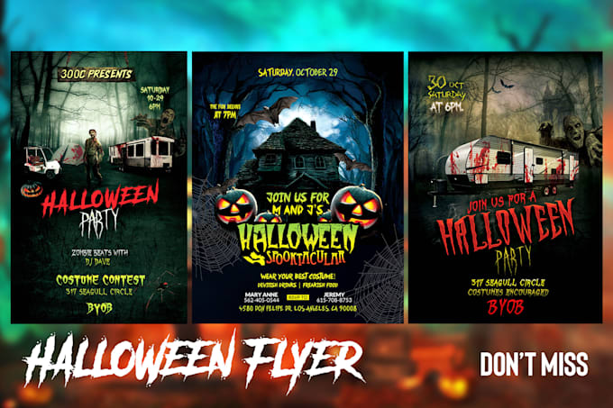 Design custom halloween flyer by Graphictool | Fiverr