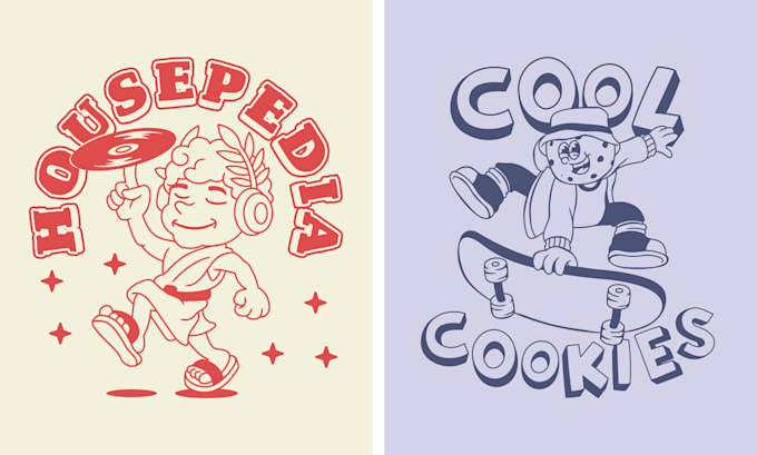 Create vintage cartoon mascot logo or tshirt design by Dodiihr | Fiverr