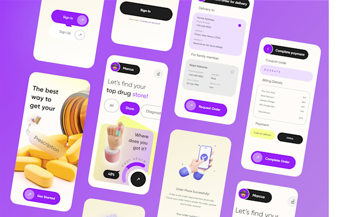 Design unique mobile app screens ui ux in figma by Hijibijitech | Fiverr
