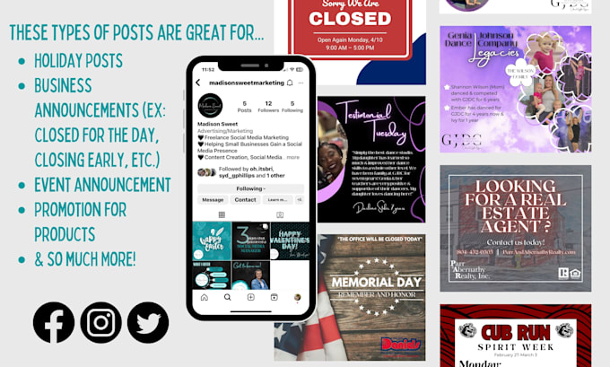 Create graphic based posts for your business by Madison_sweet | Fiverr