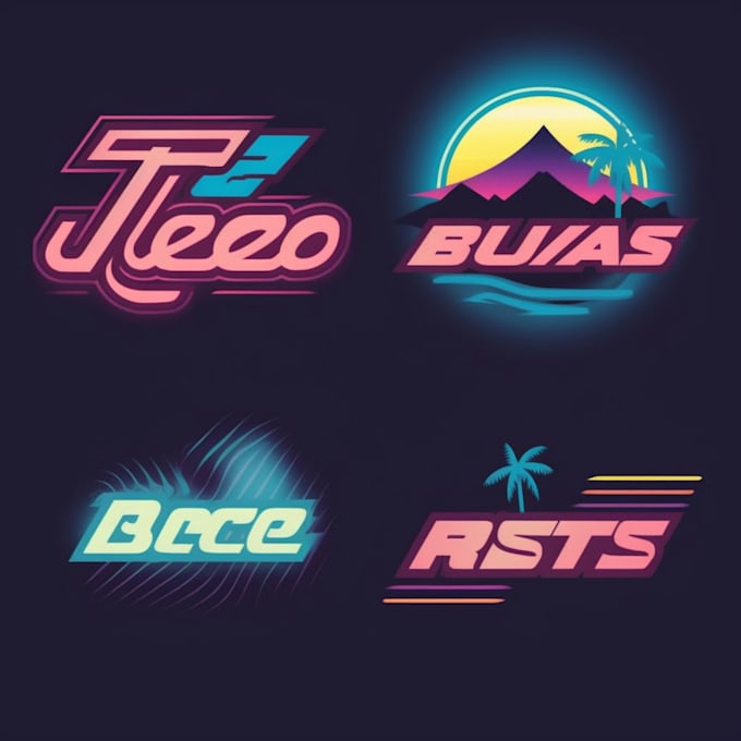 Make 80s retro style neon effects 3d unique logo designs by ...