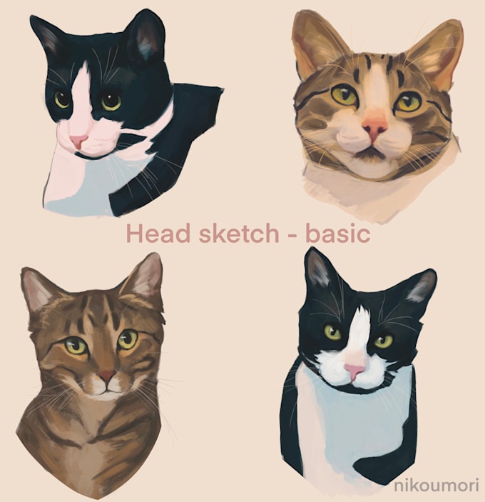 Draw a pet portrait or an animal illustration by Nikoumori | Fiverr