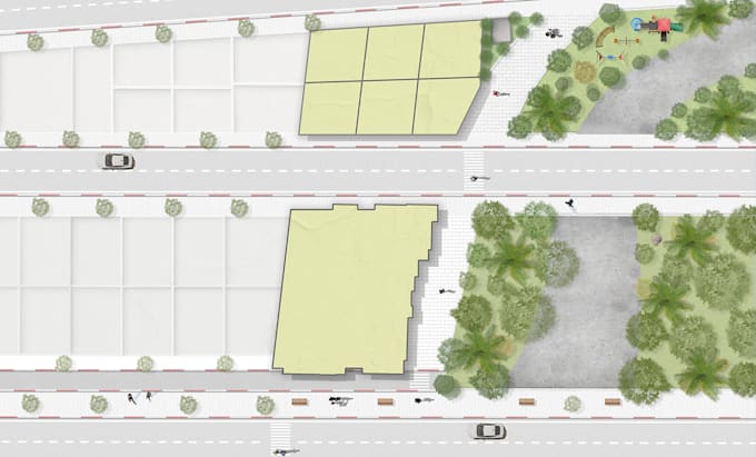 2d renders or collages of plan, section, and elevation on photoshop by ...