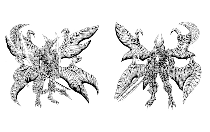 Draw a character concept art in black and white by Yopi_mahendra | Fiverr