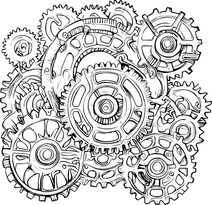 Design unique gear and mechanics coloring pages for you by Annacolors ...