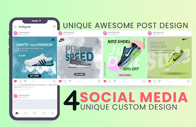 Create 4 unique instagram and facebook post designs by Gfxdesigns247 ...