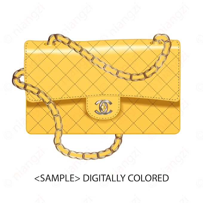 Draw your chanel handbag with detailed line art by Niangzi | Fiverr