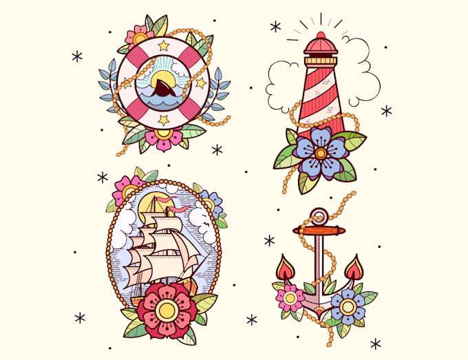 Draw tattoo design in traditional style by Lidia_ai | Fiverr