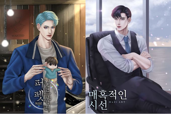 Draw A Cover Book Or Some Art In Manhwa Or Semi Realistic Style By