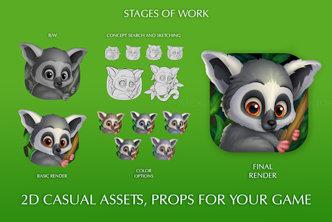 Draw 2d game art props, assets, items, icons, concept art by ...