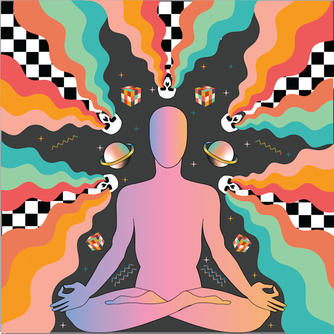 Create custom trippy weed psychedelic illustration t shirt design by ...