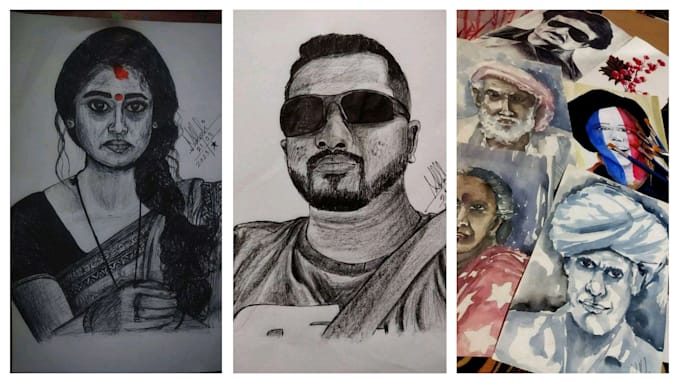 Draw human line art portrait pencil drawing by Waruni96 | Fiverr