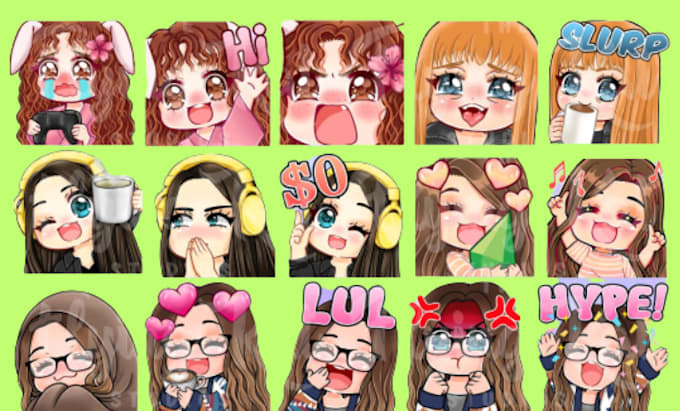 Create custom cute and chibi twitch emotes and sub badges by Smaterz ...