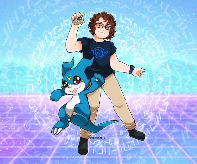 Draw your tamer with your favorite digimon by Desinho | Fiverr
