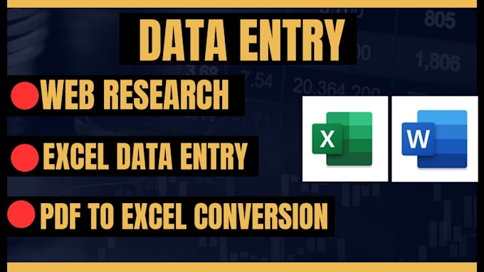 Do excel data entry, data entry, pdf to excel data entry by Arhampi ...