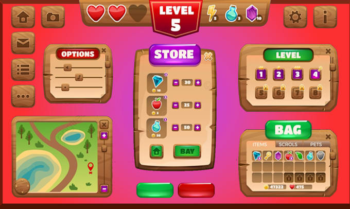 Create user friendly stunning game ui ux gui design by Alirartist | Fiverr