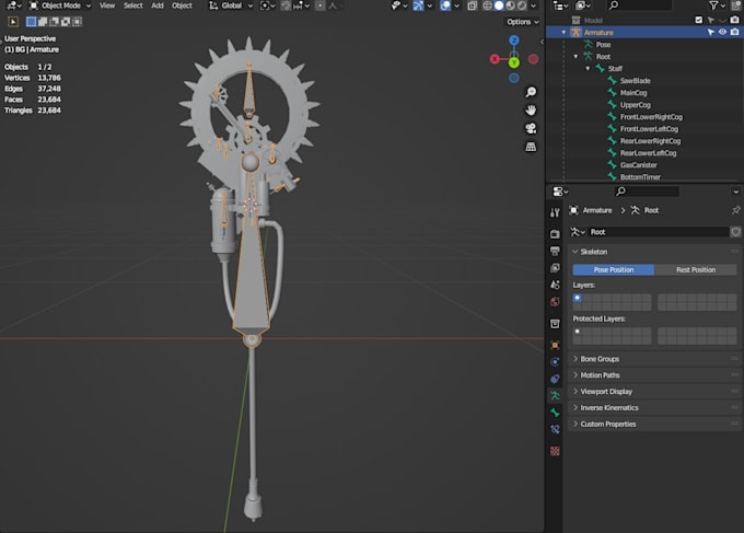 Model a skeleton or 3d animation for your weapons in blender by Newlivingphoto | Fiverr