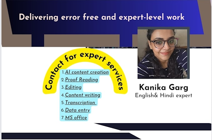 Deliver error free and expert level work by Garg_kanika | Fiverr