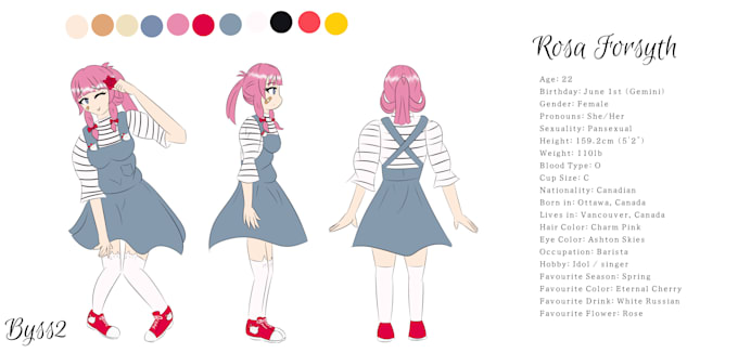 Create a reference sheet for an oc in an anime style by Byss2_ | Fiverr