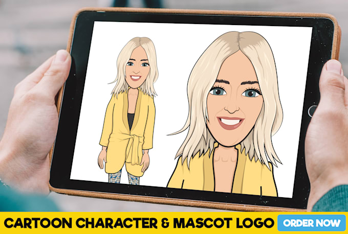 Draw modern cartoon character, caricature mascot logo or cartoon ...