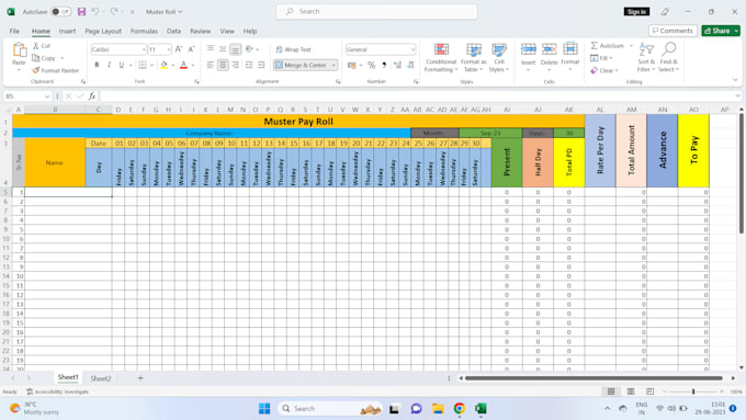Make excel attendance register or time saving template by Yogesh_pinu | Fiverr