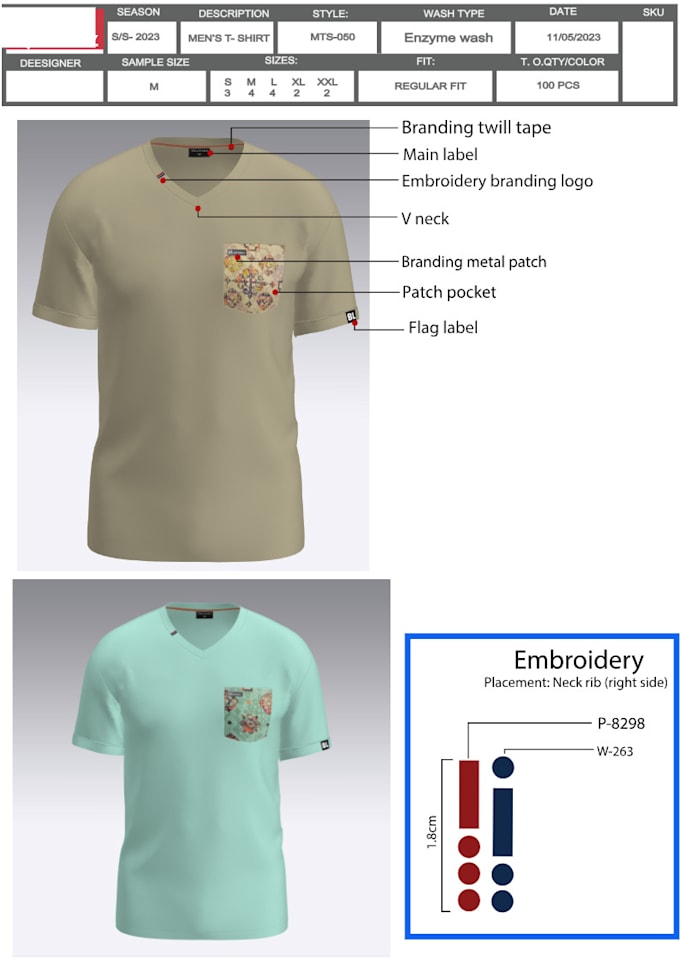 Fashion illustration or sketch tech pack of clothing apparel with clo3d ...