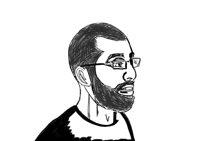 Draw simple black and white cartoon line art by Hussin_zaqout | Fiverr