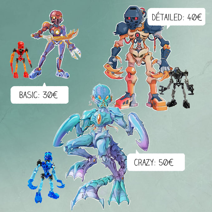 Illustrate your bionicle moc by Edouarddidelot | Fiverr