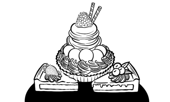 Draw dessert line art by Mavichers | Fiverr