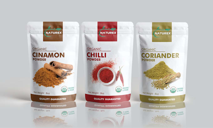 Design food pouch label, coffee packaging, spices label and mylar bags ...