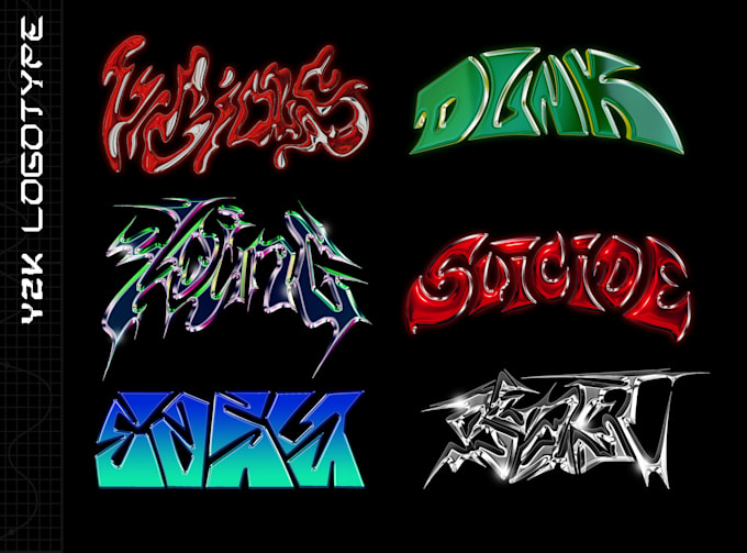 Make dope y2k chrome logo type for brand apparel merch by Foxtruxt | Fiverr