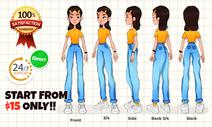 Draw a custom reference sheet in any art style by Ramsha745 | Fiverr