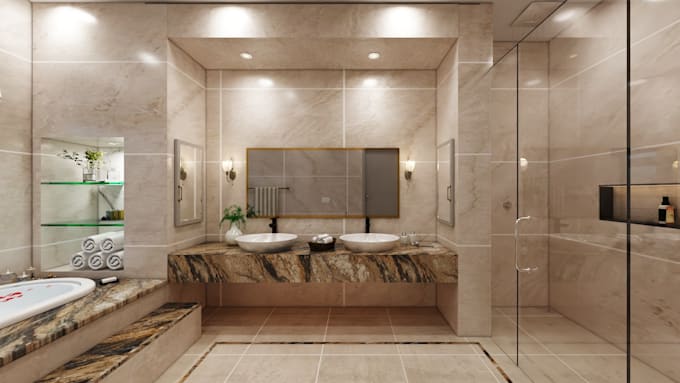 Make a high level 3d rendering for your bathroom by Shafique3d | Fiverr