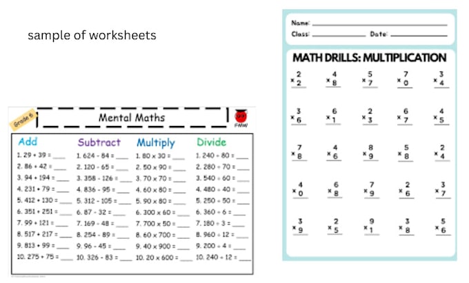 Prepare math worksheet for any grade by Ruhikhalid | Fiverr