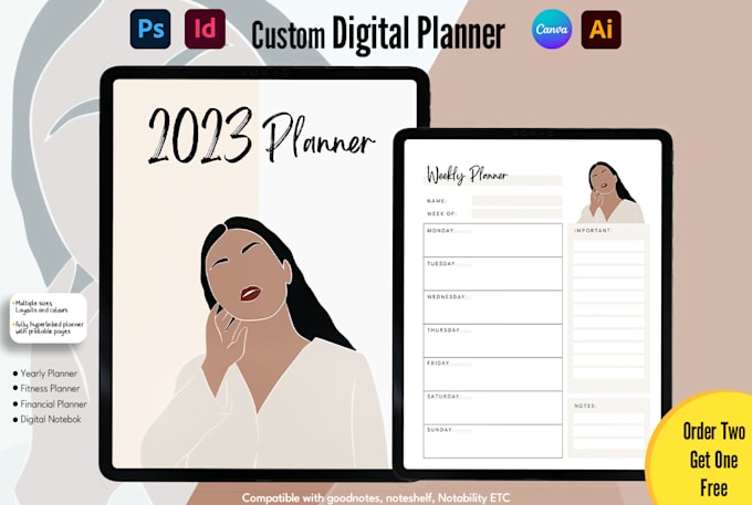 Design custom digital and printable planner for you by Muneerahmed254 ...