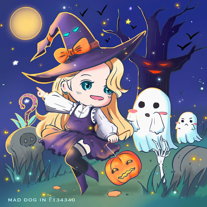 Draw chibi character with simple or detail background by Kuka0218 | Fiverr