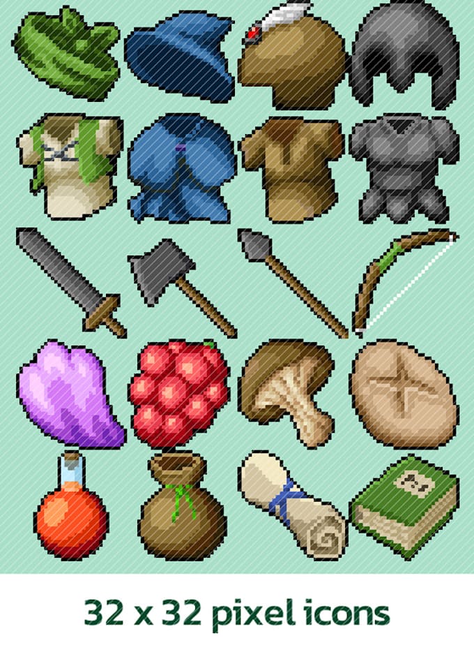 Create 32 x 32 object pixel icons by Sylphlane | Fiverr