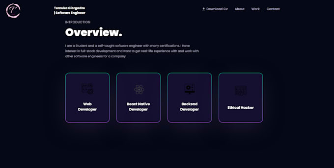 Create a 3d portfolio website by Temukagiorgadze | Fiverr