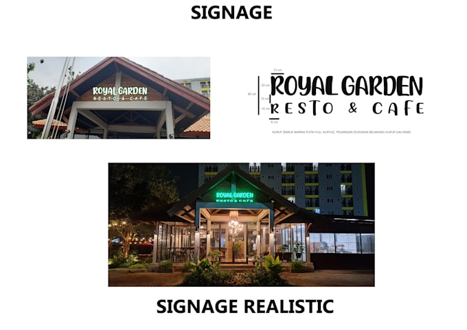 Design mock up and size sign board, neon box, neon lettering by ...